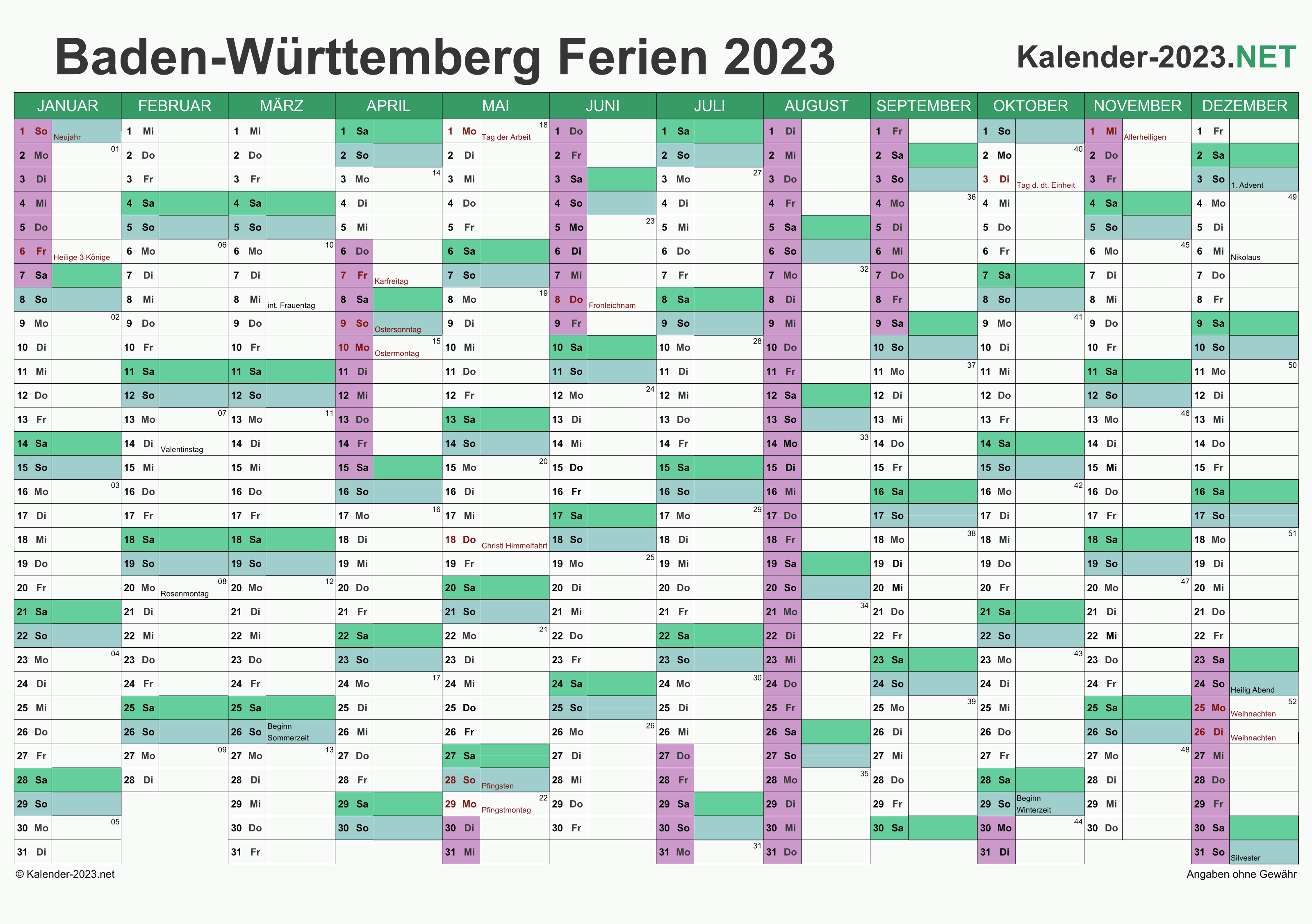 FERIEN Baden W rttemberg 2023 Ferienkalender bersicht